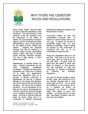 Rules, Rules, Rules! – Catholic Cemeteries (Queens & Brooklyn)